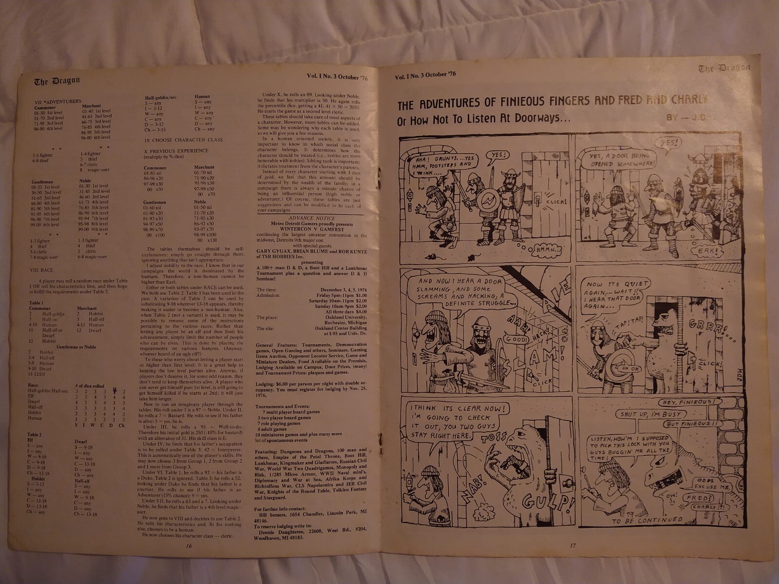 Dragon Magazine 3 Oct 1976 Vol 1 TSR Dungeons & Dragons D&D Finieous ...