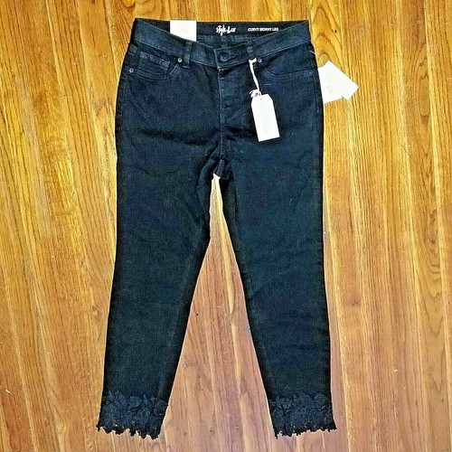 Style & Co Womens Jeans Size 4P Curvy Fit Faux Fly Lace Cuff Pull-On ...