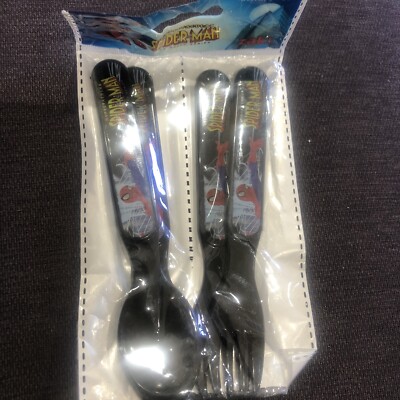 Marvel spiderman fork and Spoon 4 Piece Set | eBay