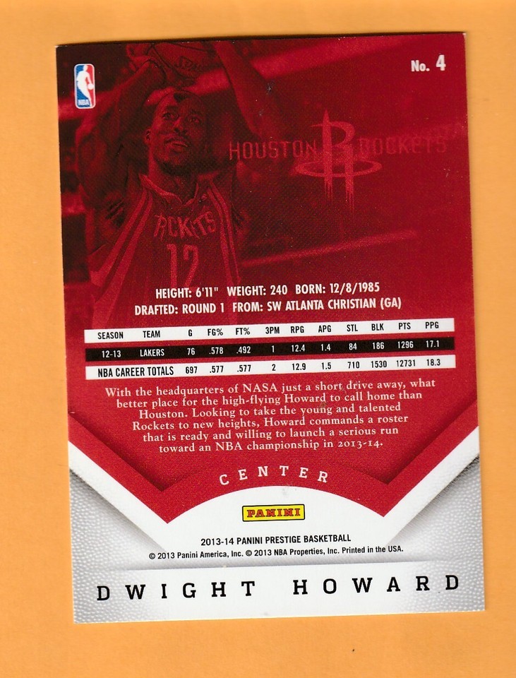 Dwight Howard Houston Rockets 2013-14 Prestige #4 8I | eBay