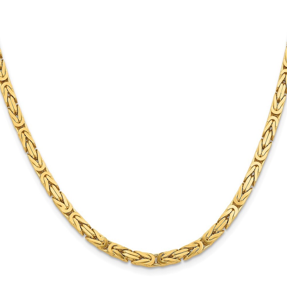14K Yellow Gold 4mm Byzantine Chain Necklace 22" Men 60.13g Perfect ...