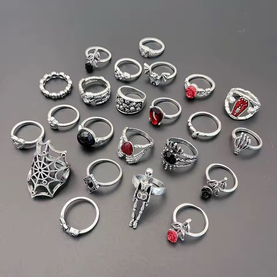 23 Silver Bulk Lot Rings For Men And Women Goth Grunge Fashion Ring ...