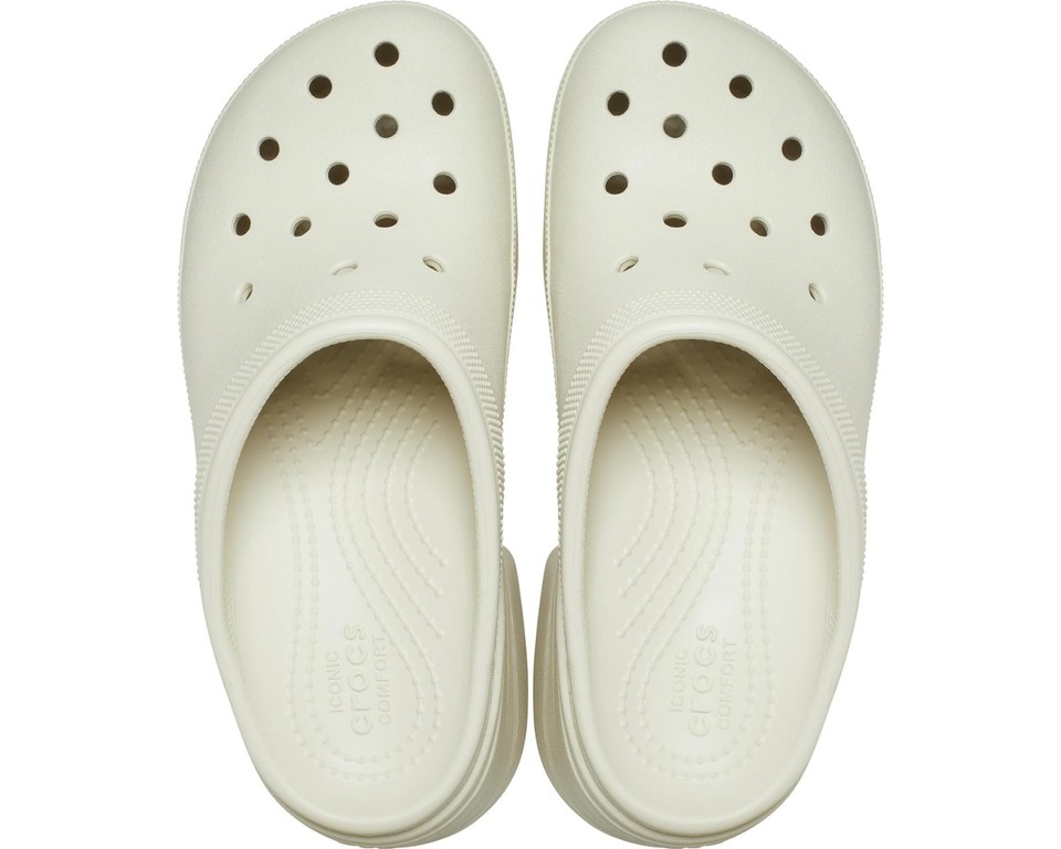 Crocs Siren Clog Platform Block High Heels Bone White Slip On Womens ...