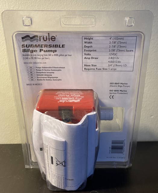 Rule 20f Bilge Pump 800 GPH for sale online | eBay