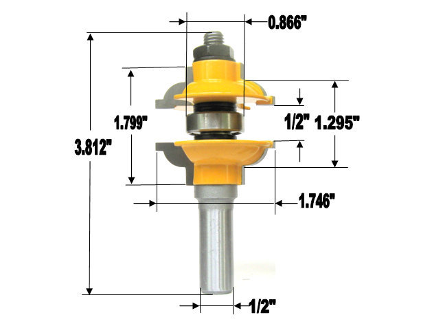 2 pc 1/2" SH Entry & Interior Door Round Over Matched R&S Router Bit ...