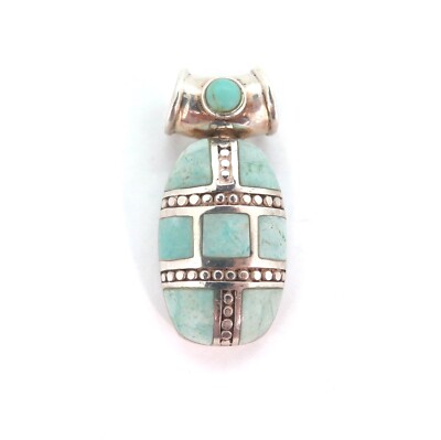 Decorative Sterling Silver & Pale Blue Stone Set Illusion Pendant 7.8g ...