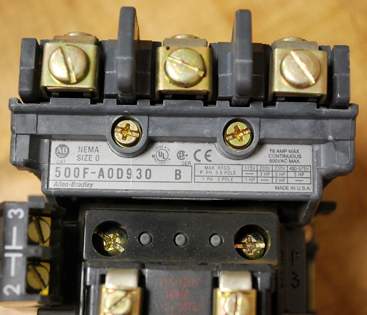 Allen Bradley 500F-AOD930 Series B Nema Size 1 Contactor - USED | eBay