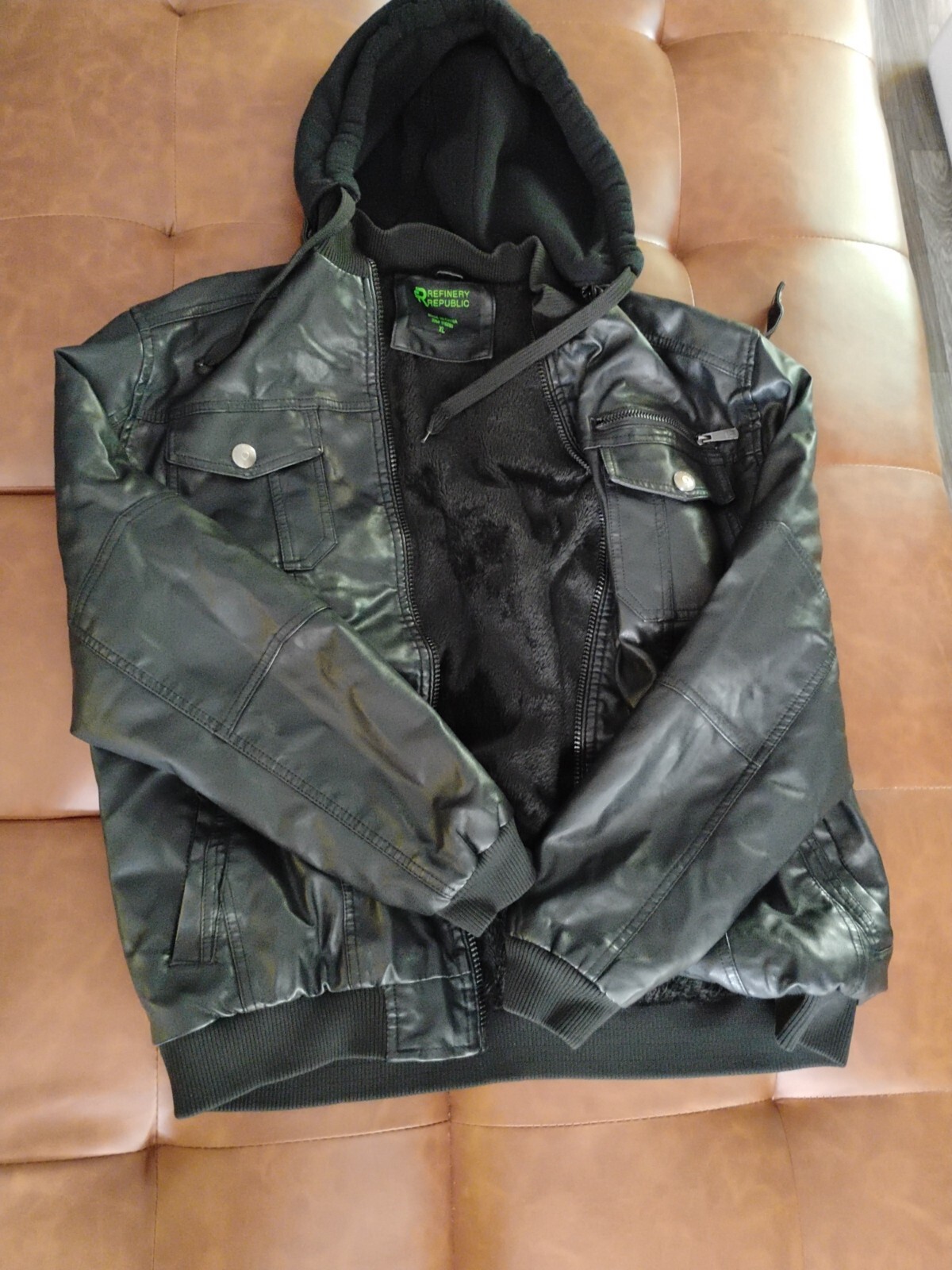 Xl Refinery Republic Black Faux Leather Full Zip faux… - Gem