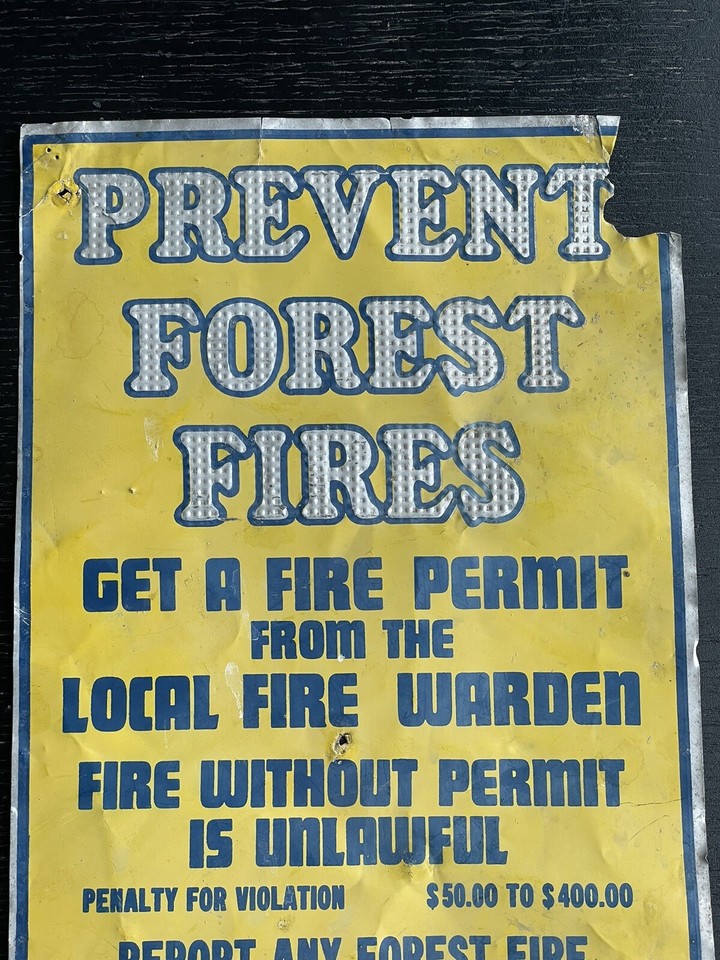 Original Prevent Forest Fire Sign Aluminum Smoky The Bear Advertising ...