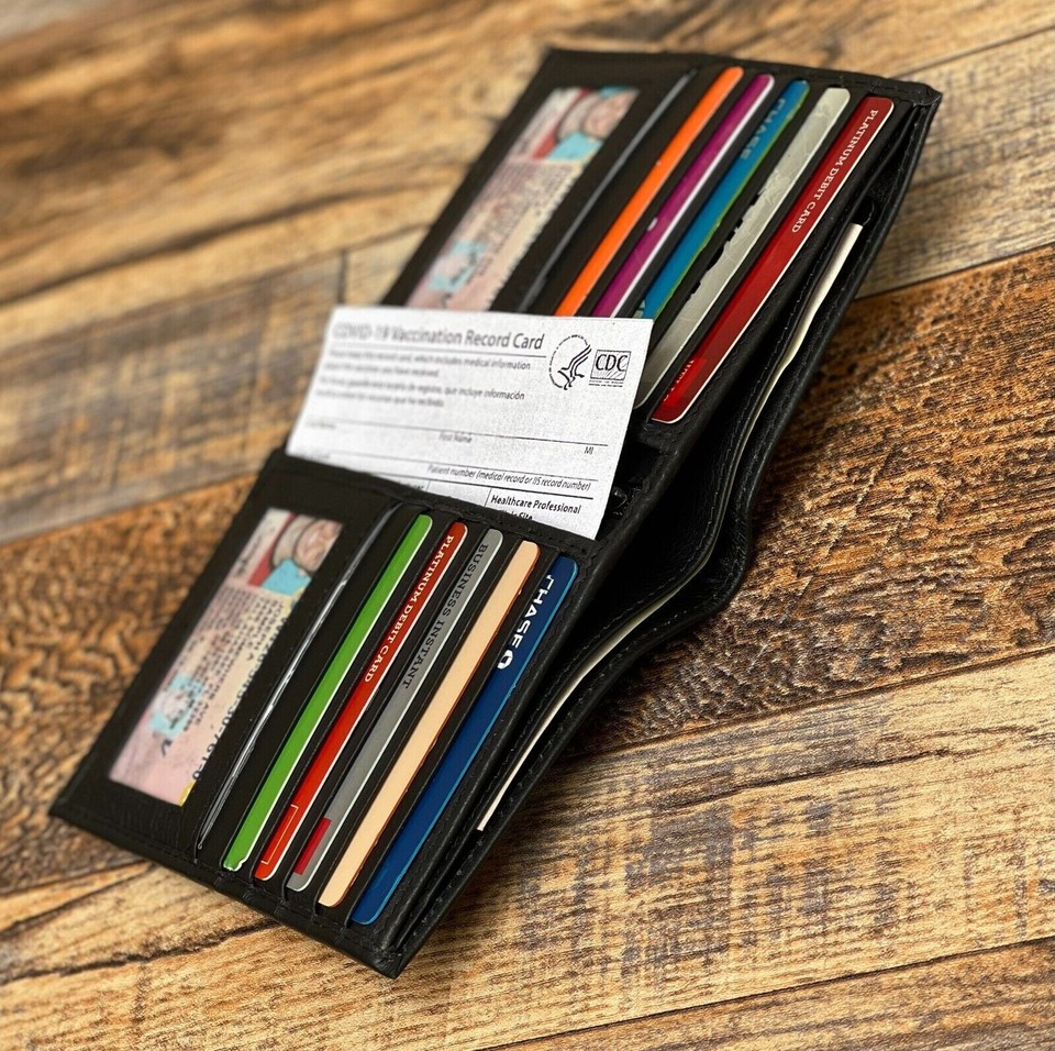Leatherboss Mens Wallet Genuine Leather RFID Bifold Large Capacity Card ...
