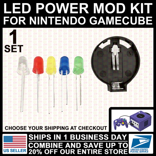 LED Power Mod Kit Battery Holder Fuse Capacitor for Nintendo GameCube ...