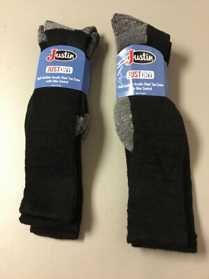 Men’s Justin JustDry Acrylic Steel Toe OTC Crew Socks 4 Pair Size XL ...