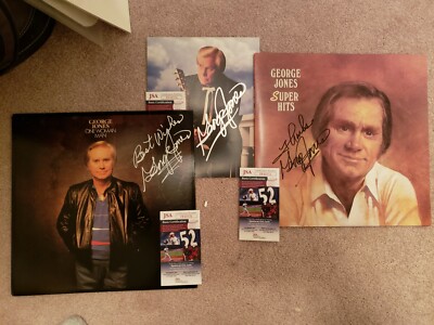 George Jones signed auto lot of 3 1 photo 2 lp PSA JSA COA | eBay
