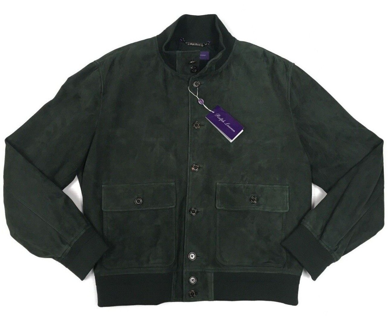 Purple Label Ralph Lauren 100% Lamb Suede Leather Bomber Shooting Skeet ...