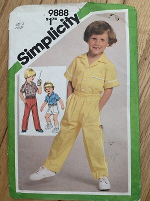 Simplicity 9888 Pattern Boys Shirt, Pants And Shorts - Size 3 | eBay