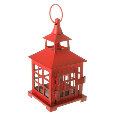 Raz Imports 6.5" Red Iron Metal Lantern~Can use w/Yankee~tealight ...