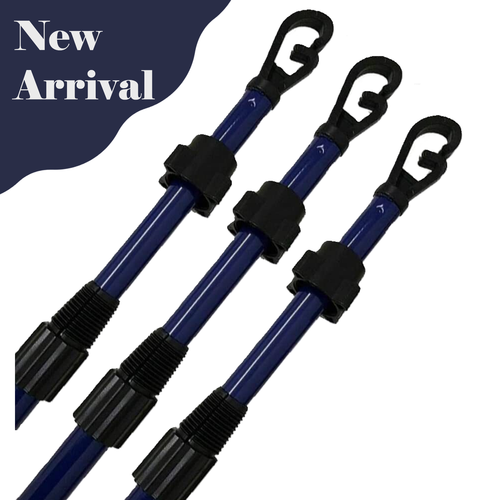 2.4m Extendable Clothes Prop Washing Line Pole Heavy Duty Metal Outdoor ...