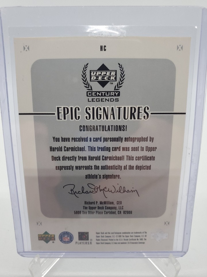 HAROLD CARMICHAEL 1999 Upper Deck Century Legends Epic Signatures #HC ...