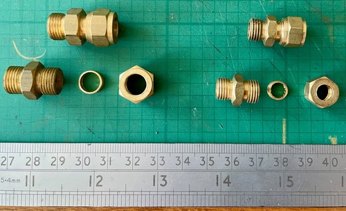 Threaded pipe unions, nuts & olives 3/16"-5/16"pipes. Live steam. Fyne ...