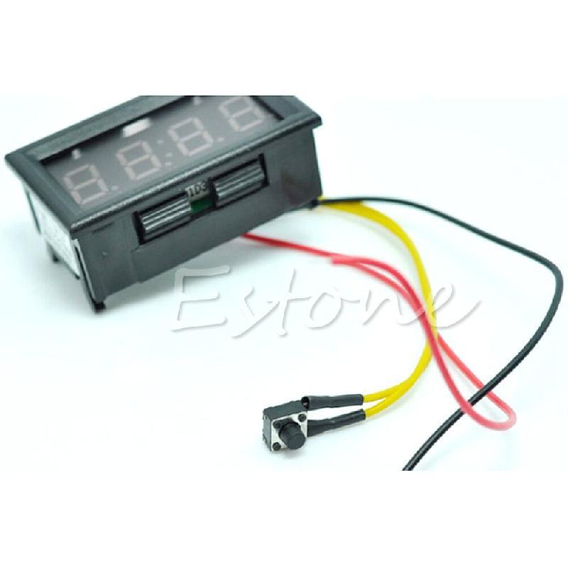 Compact 12V/24V LED Display Digital Clock 12V/24V Dashboard Clock for ...