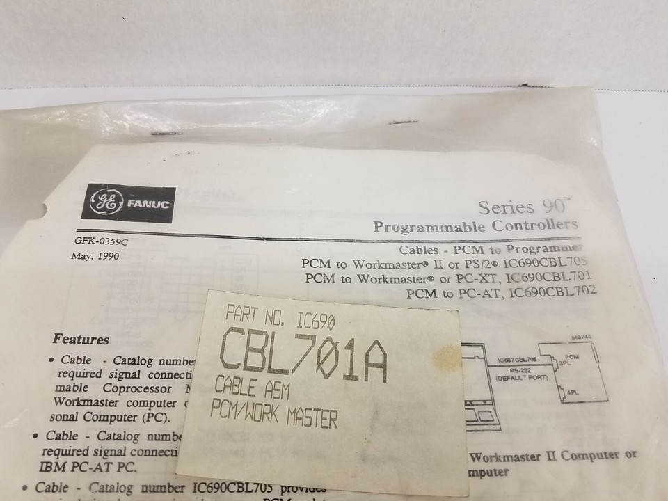 GE Fanuc IC690 CBL701A PCM to Workmaster Interface Cable - New | eBay
