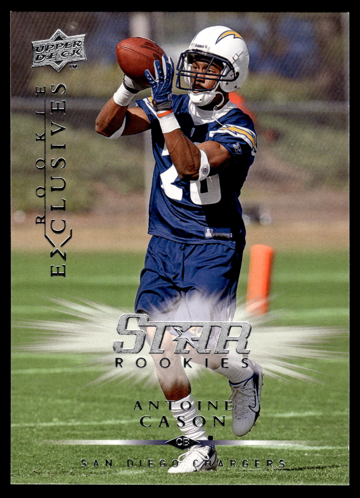 2008 Upper Deck Rookie Exclusives #RE54 Antoine Cason Rookie San Diego ...