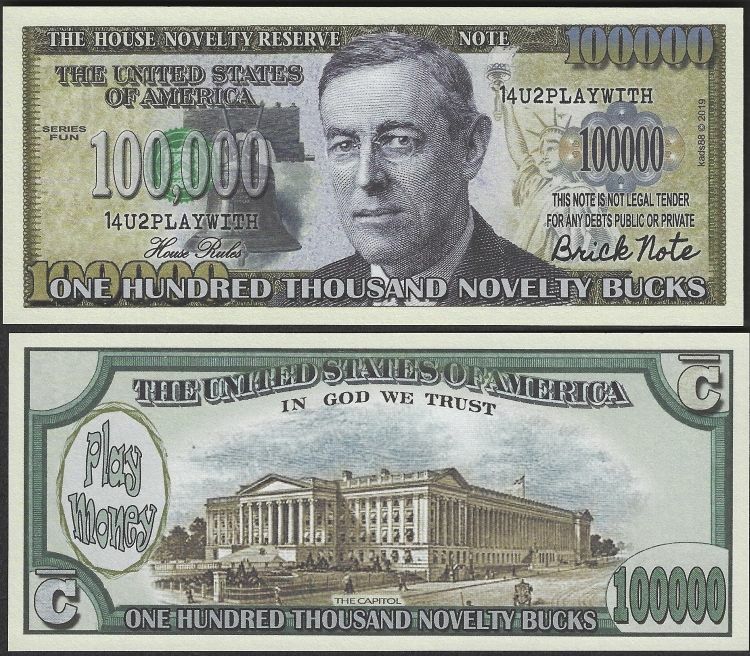 100000 Dollar Bill Back U.S. One Hundred Thousand Dollar Bill 1934