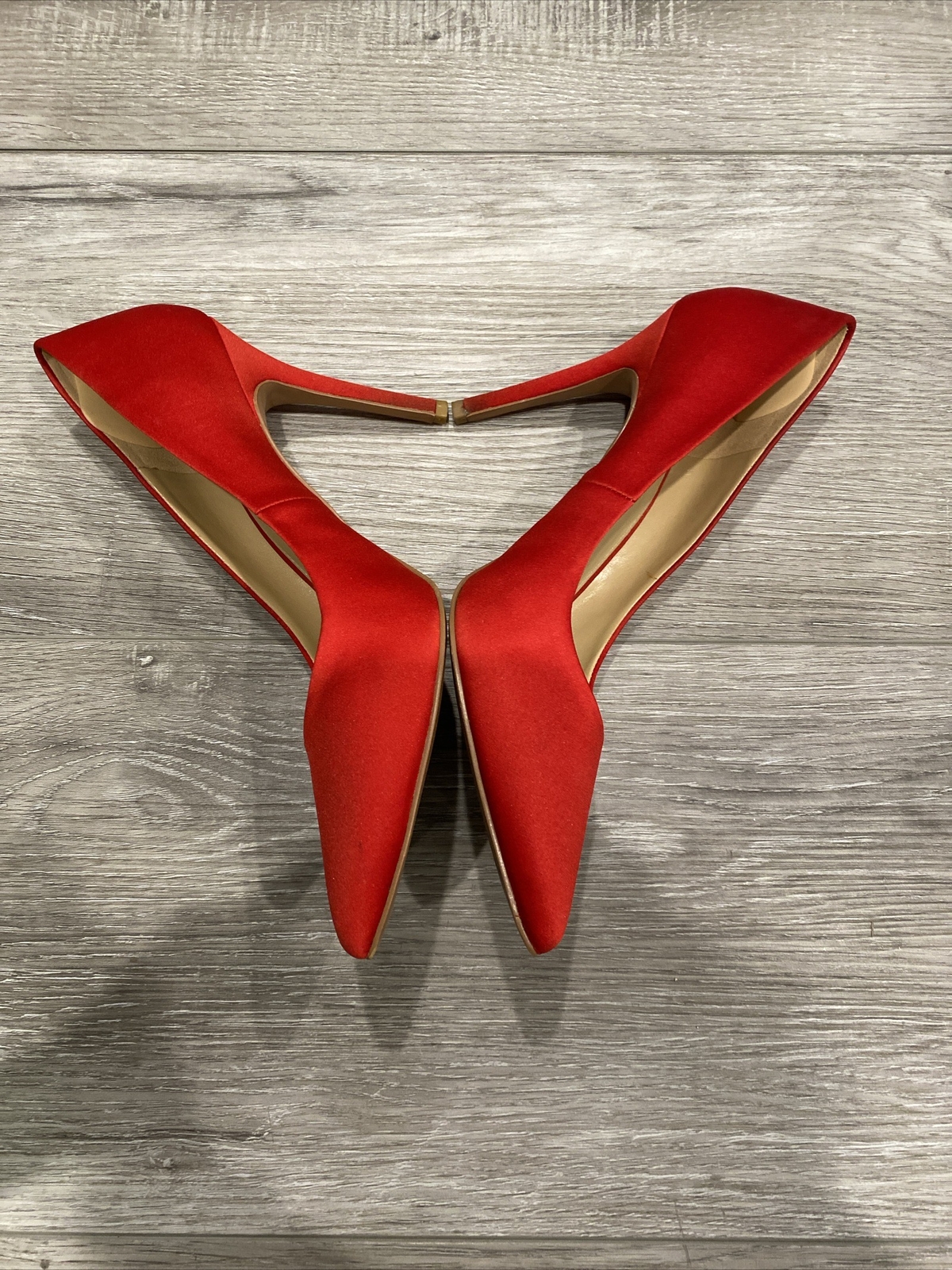 Michael Kors US 9.5M Bright Red Satin Pumps - Gem