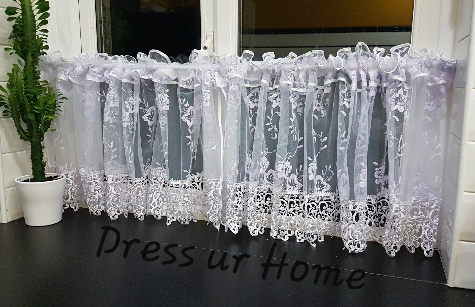 Ready made cafe kitchen net curtain Ready to hang voile marquisette ...