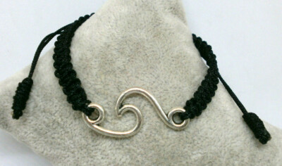 2 Bracelets " Wave " IN Thread Black Plaited Macrame - Adjustable | eBay