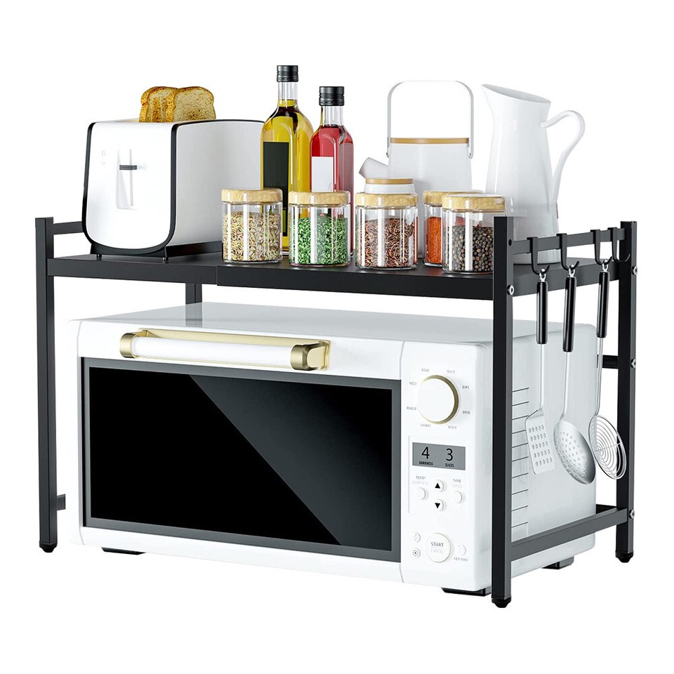 2 Tier Microwave Oven Stand Rack Shelf Condiment Kitchen Holder Cabinet ...