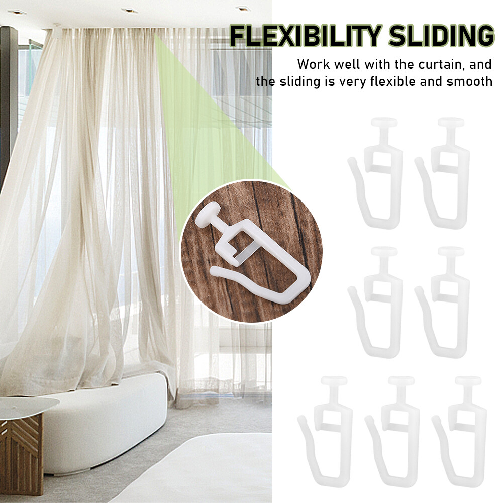 Universal With Pleated Hook 6mm Head Home Removable Curtain Rail Slider ...