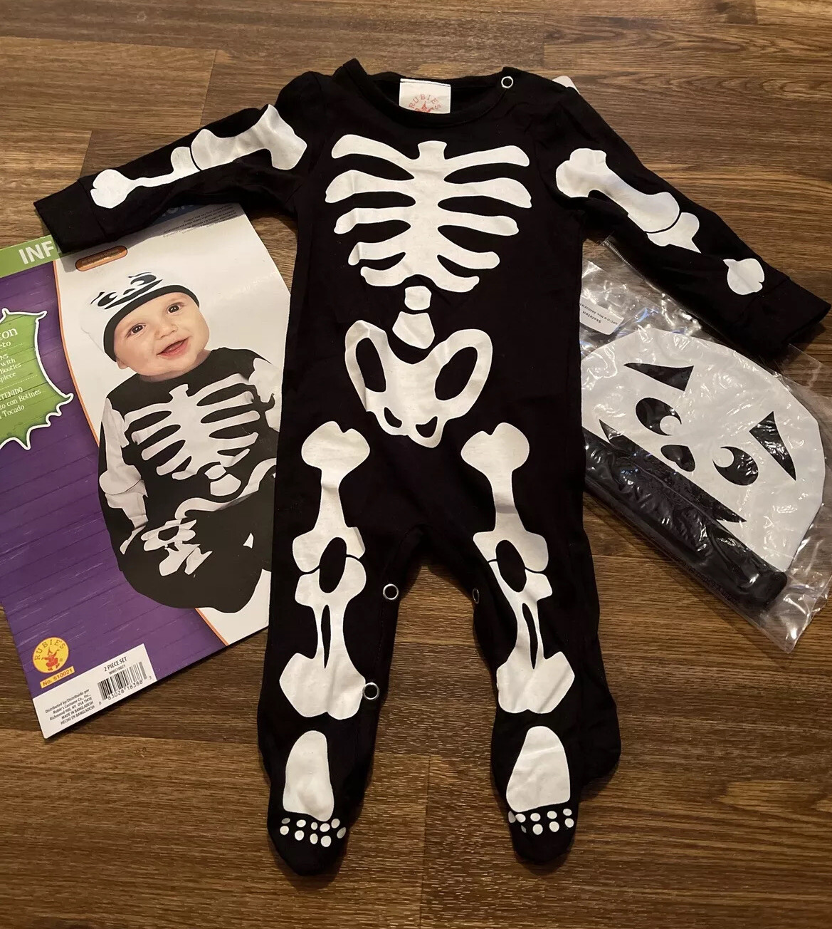 NEW-Halloween SKELETON SZ: 0-6 Months baby/infant 2PC Costume/Rubies | eBay