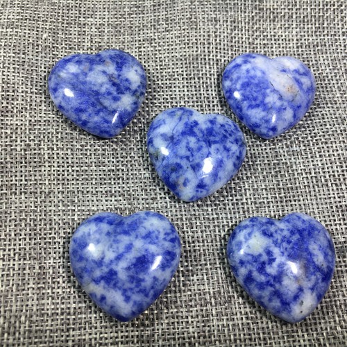 5pcs Natural blue Dot stone Quartz heart hand Carved Crystal Healing | eBay