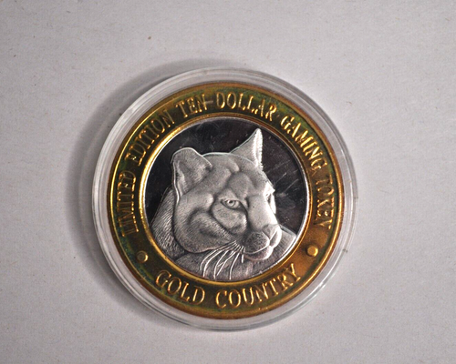 Gold Country $10 Gaming Casino Token .999 Silver Mountain Lion Puma ...