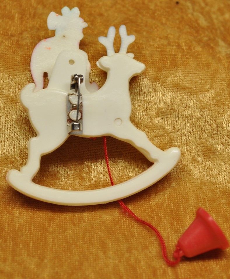 Vintage Santa Riding a Reindeer Pin~ Pull Cord | eBay