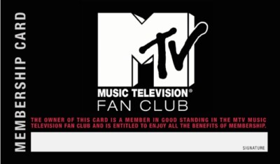 MTV FAN CLUB MEMBERSHIP CARD - VINTAGE FANTASY CARD | eBay