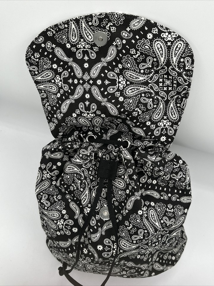 Victoria’s Secret Paisley Mini Drawstring Backpack Black & White Love ...