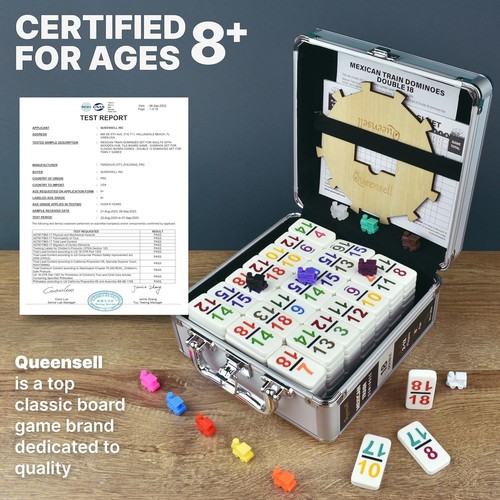 Mexican Train Dominoes Set with Numbers - Double 18 Dominos Set for ...