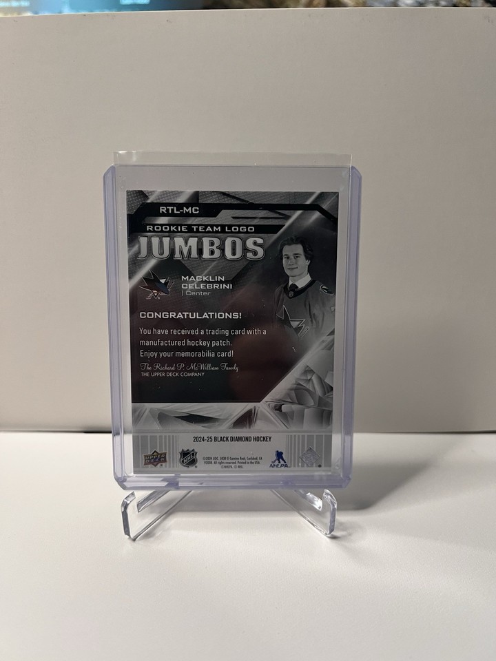 2024-25 UD BLACK DIAMOND MACKLIN CELEBRINI ROOKIE TEAM LOGO JUMBOS ...