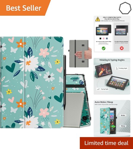 Durable, Slim Vegan Leather Kindle Fire HD 8 Cover with Hands-Free ...