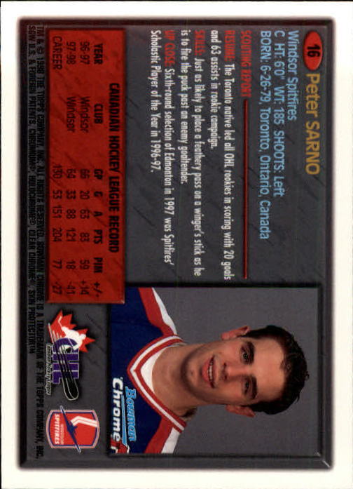 1998 Bowman Chrome CHL #16 Peter Sarno - NM-MT | eBay