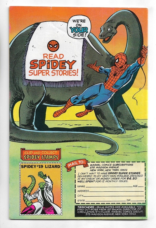 Spidey Super Stories #36 Marvel Comics 1978 Win Mortimer cover / Lizard ...