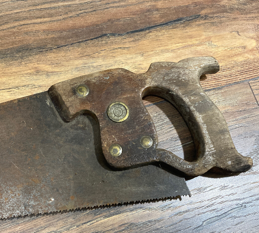 Vintage H Disston & Sons 26” Hand Saw with Disston Metal Emblem in ...