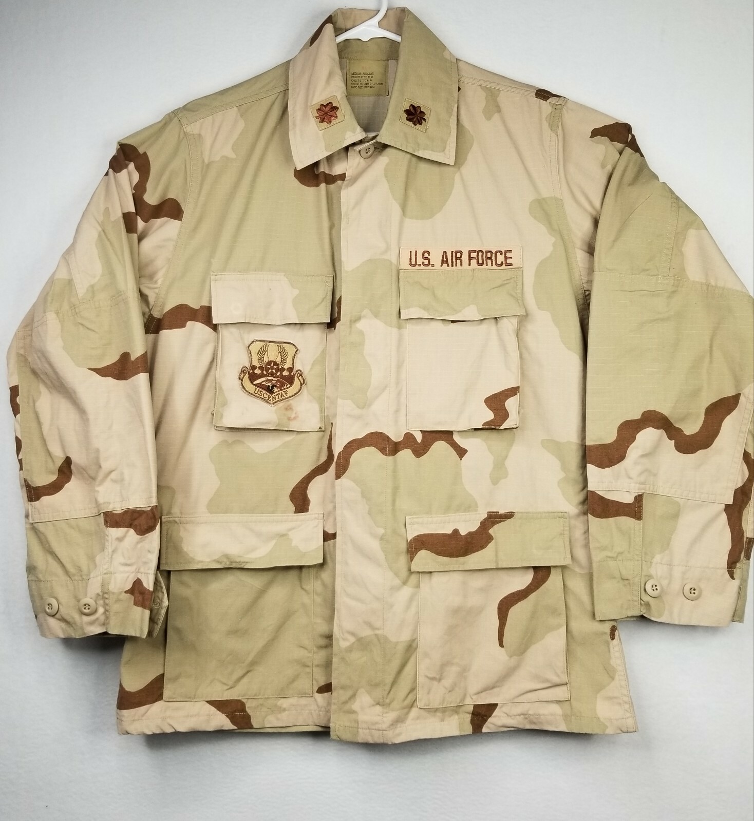 USAF Air Force Desert Camouflage Jacket USCENTAF Patch "chocolate chip ...