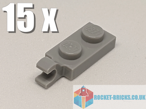 ️⭐️15 x NEW LEGO 63868 PLATE 1 x 2 WITH CLIP - LIGHT BLUISH GREY ...