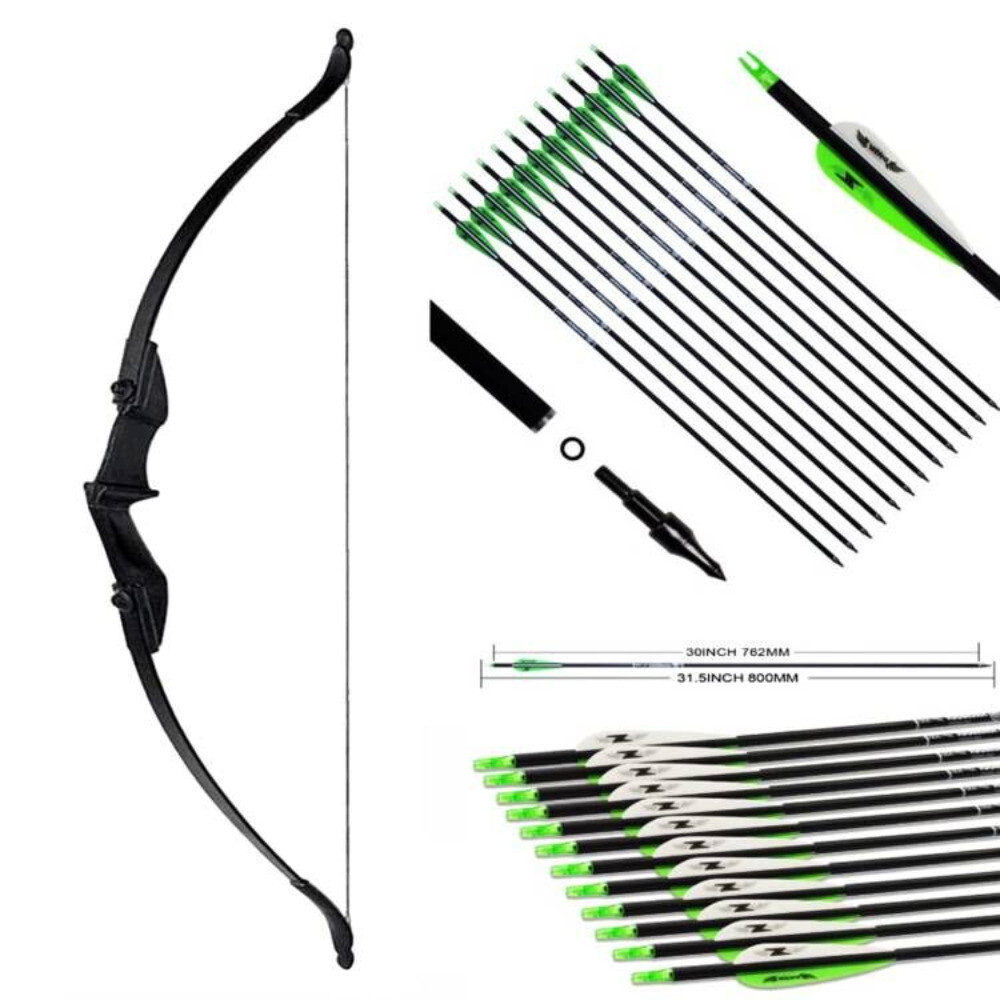 57 in Ambidextrous Takedown Recurve Bow 12Pcs Arrows Set Archery Right ...