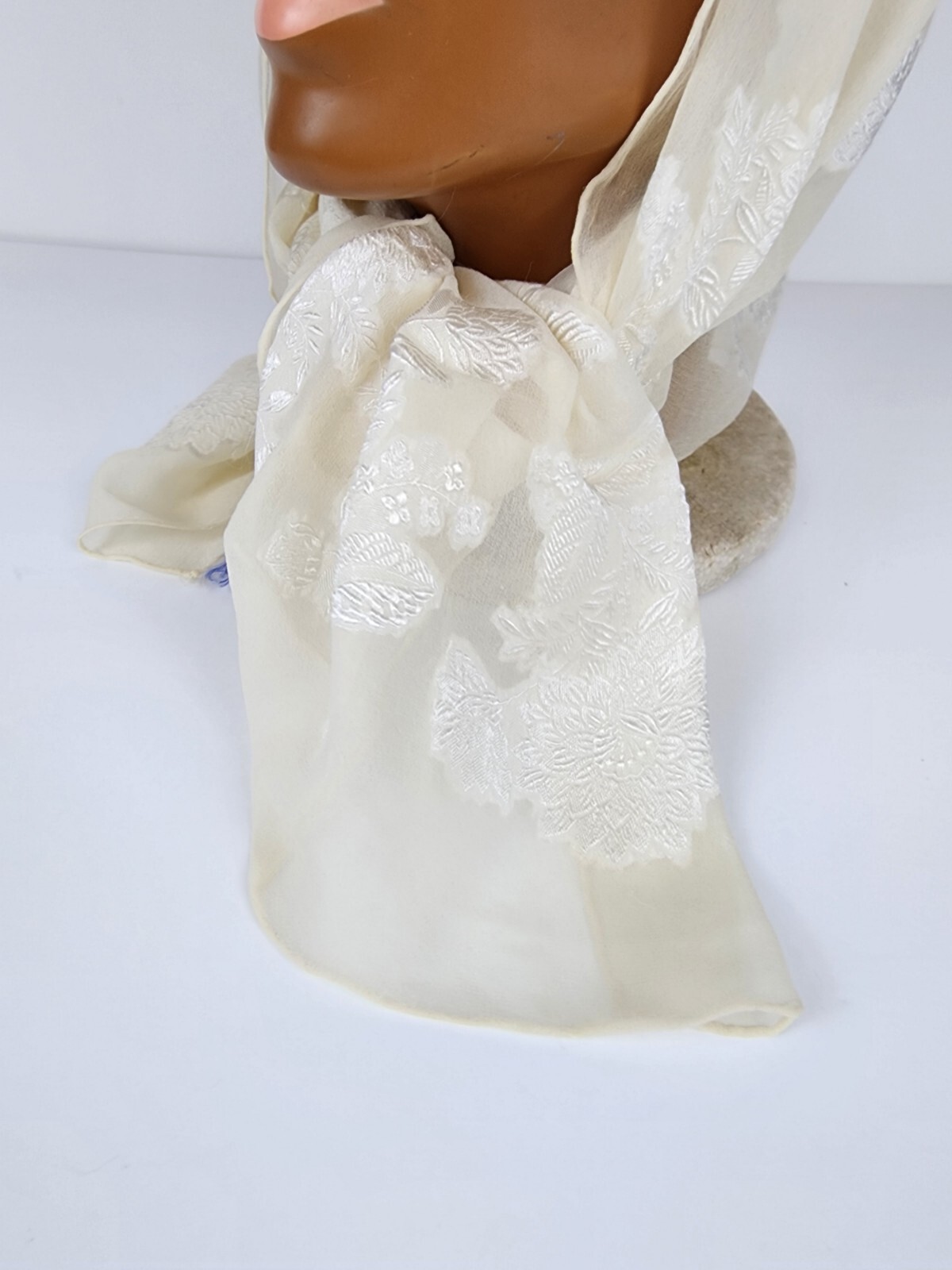 Antique Chiffon Silk Scarf Head & Neck Scarf Delicate… - Gem