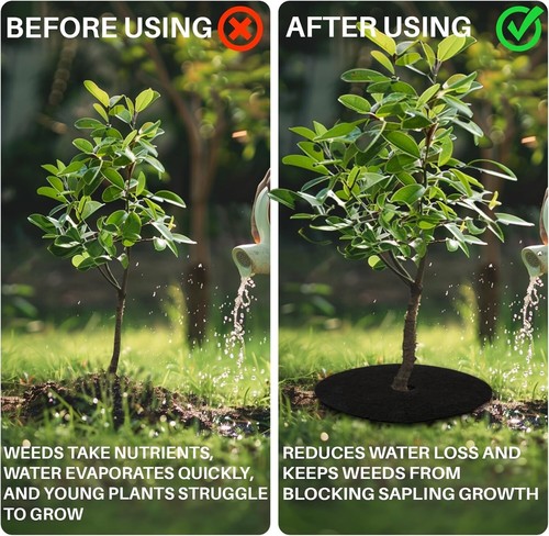 "Tree Ring Mulch Mat Root Barrier Tree Protectors Weed Mat for Garden ...