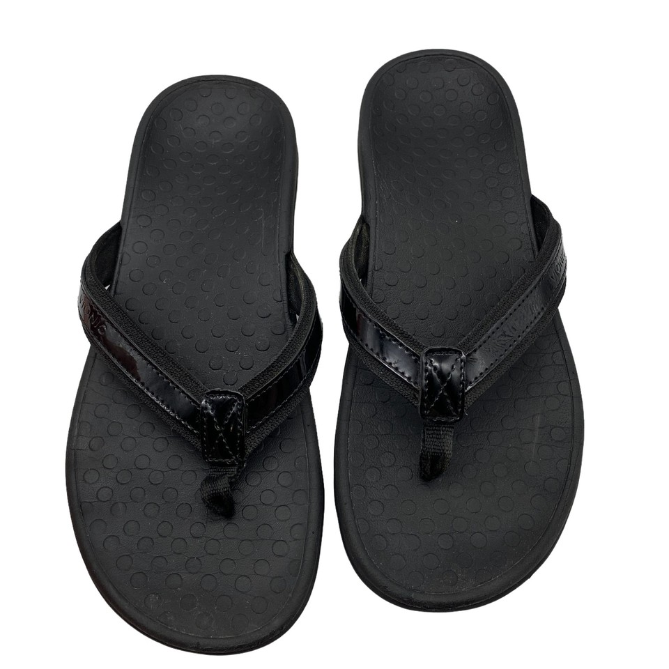 Vionic womens flip flops sandals size 10 black comfort shoes slip on | eBay